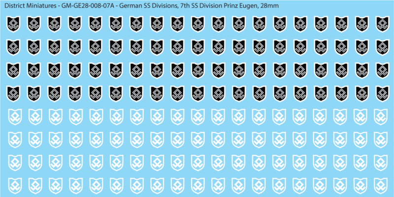 WW2 German SS Divisions, 28mm Decals 7A: 7th SS Division Prinz Eugen ...