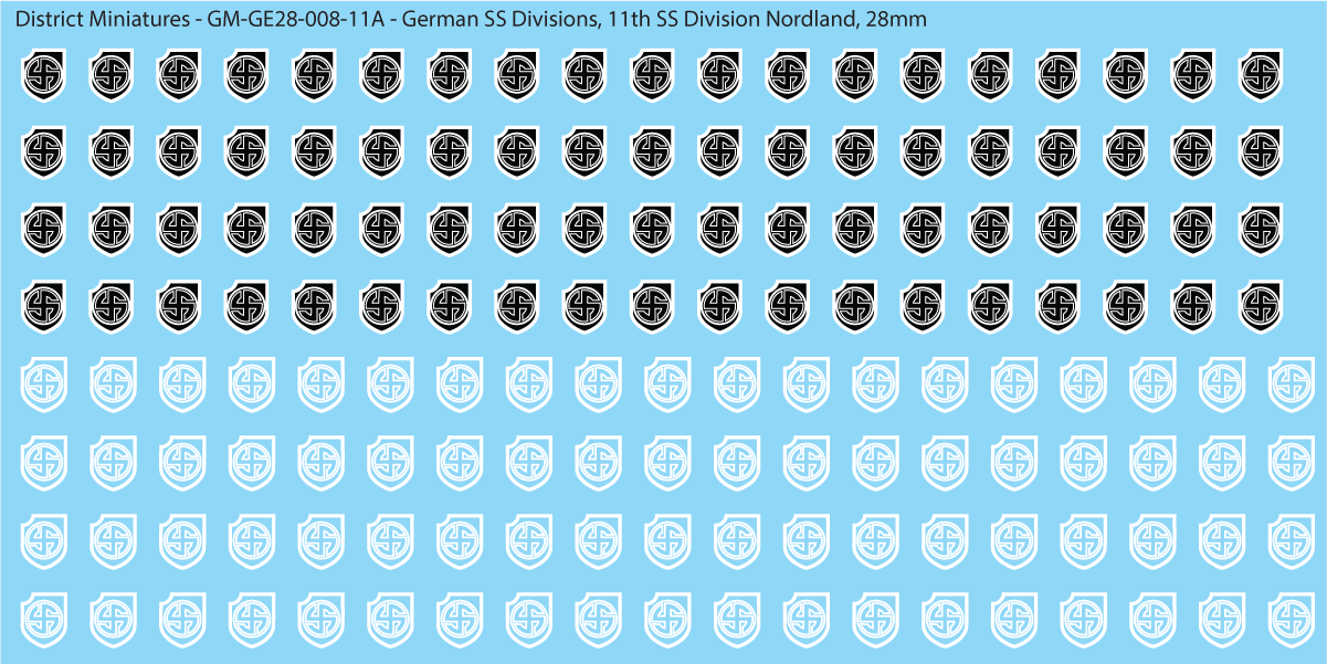 WW2 German SS Divisions, 28mm Decals 11A: 11th SS Division Nordland ...
