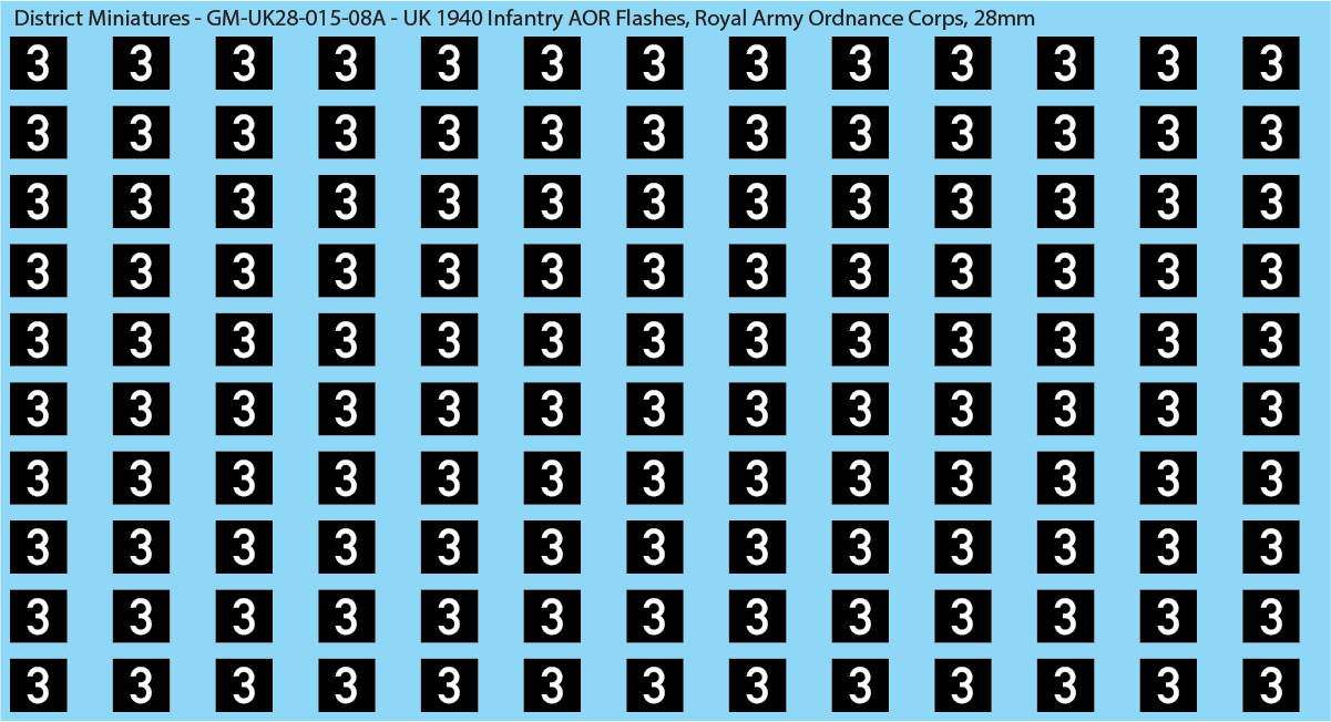 WW2 British – UK 1940 Infantry AOR Flashes, 28mm Decals Royal Army ...